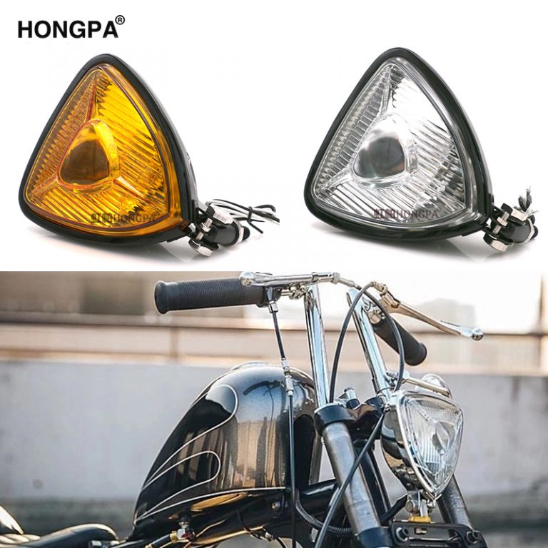 Universal Headlight H11 – Triangle Shape – Metal Body – Chopper – Cafe ...