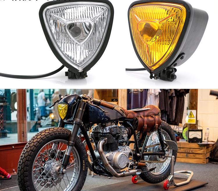 Universal Headlight H11 – Triangle Shape – Metal Body – Chopper – Cafe ...