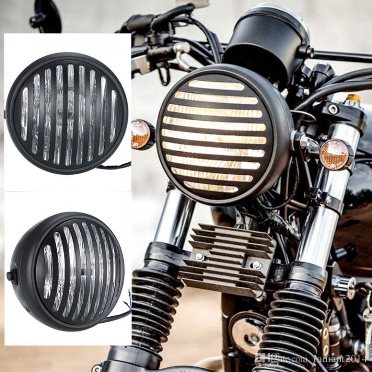 Motorcycle Grill Headlight – Metal Body – Glass – H4 Tube – 35 Watt ...