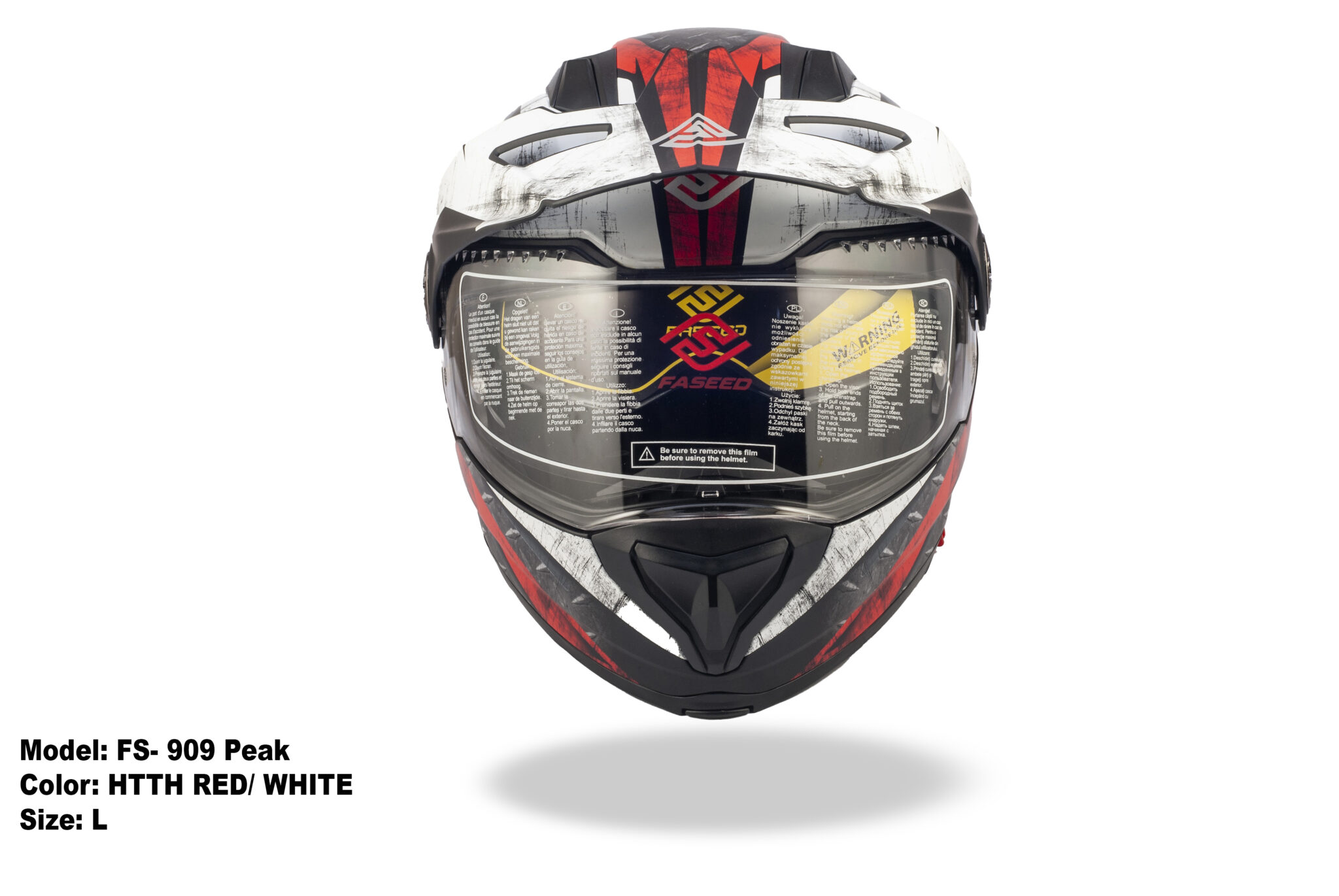 FASEED FS-909 Matt Black White Red Adventure Modular Helmet Dual Lens Built-in Visor With ...