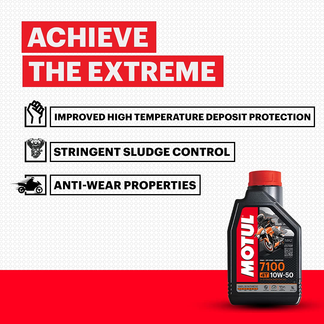 MOTUL 7100 10W-50 4T Engine Oil Fully Synthetic For Motorcycle 1Liter ...