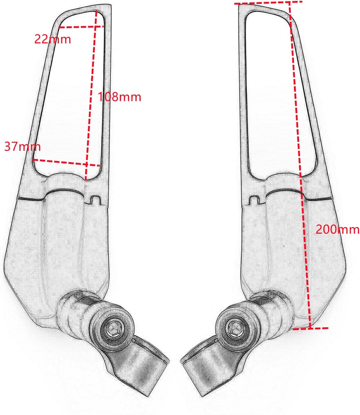 Universal Motorcycle Kawasaki H2 Wing Style Side View Rear Mirrors CNC ...