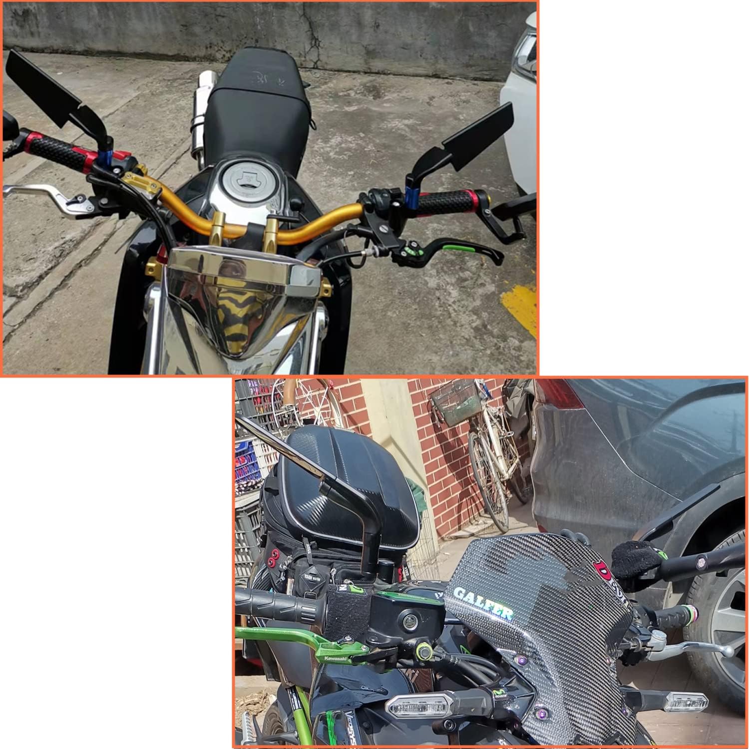 Universal Motorcycle Kawasaki H2 Wing Style Side View Rear Mirrors CNC ...