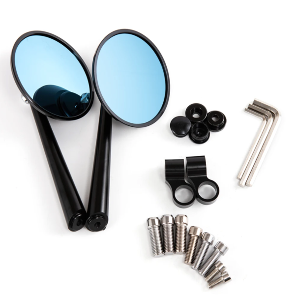 Universal Motorcycle Side View Rear Round CNC Mirrors Adjustable High ...