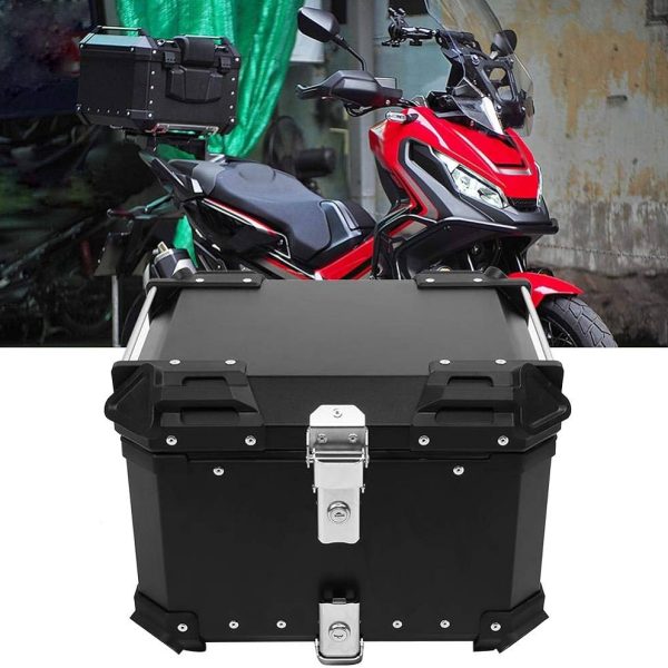 Universal Motorcycle Adventure Aluminum Top Box Black 45L Case Tail Box ...