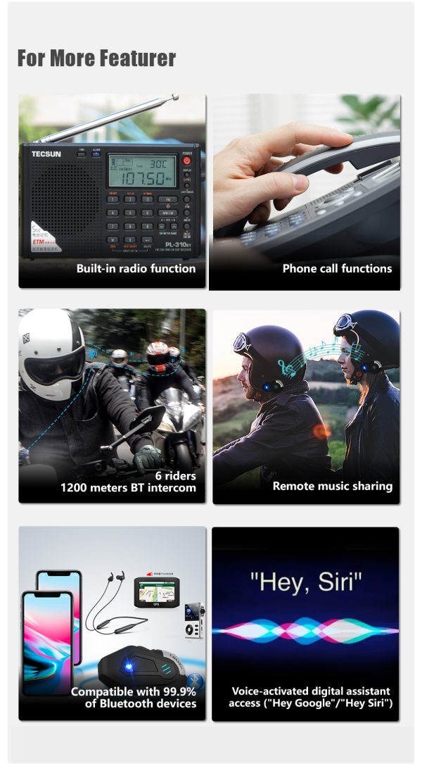 Freedconn T-MAX S PRO Bluetooth Motorcycle 6-Rider 1000M Group Intercom ...