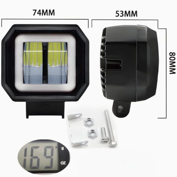 Motorcycle Square Shape External White LED Light Wide Focus Spot Light ...