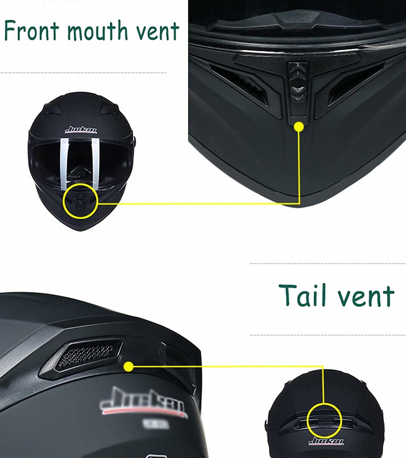 Jiekai JK-316 Shine Black with Orange Signature Full Face Dual Visor ...