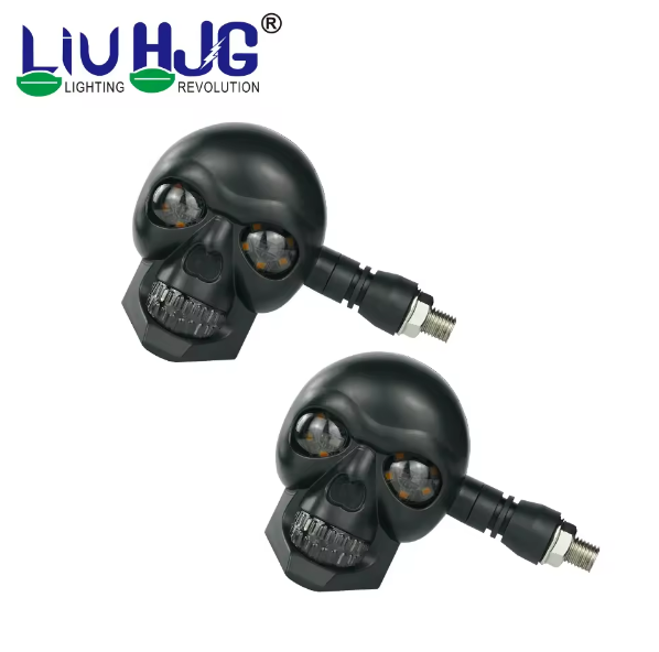 LIU HJG Motorcycle Skull Turn signal LED indicators Big small 2pc ...