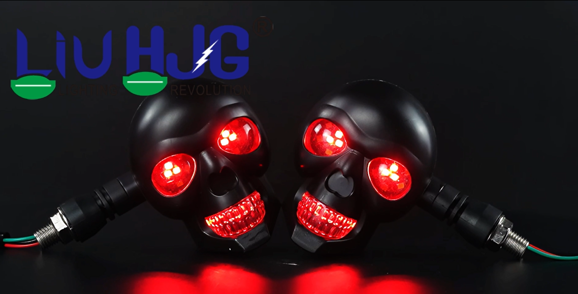 LIU HJG Motorcycle Skull Turn signal LED indicators Big small 2pc ...