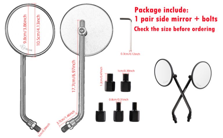 Universal Round Mirrors Adjustable Motorcycle Retro Rear View Classic ...