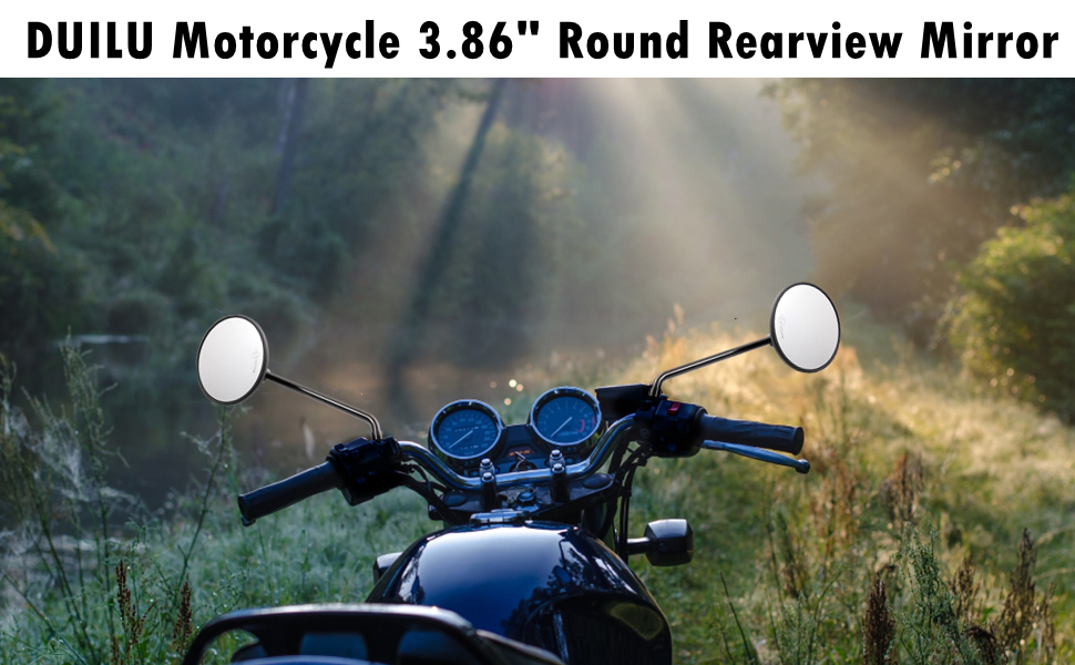 Universal Round Mirrors Adjustable Motorcycle Retro Rear View Classic ...